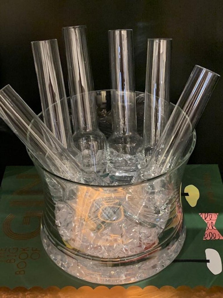 Vintage Vodka Glass Chiller with Ice Bucket and 6 Shot Glasses at 1stDibs