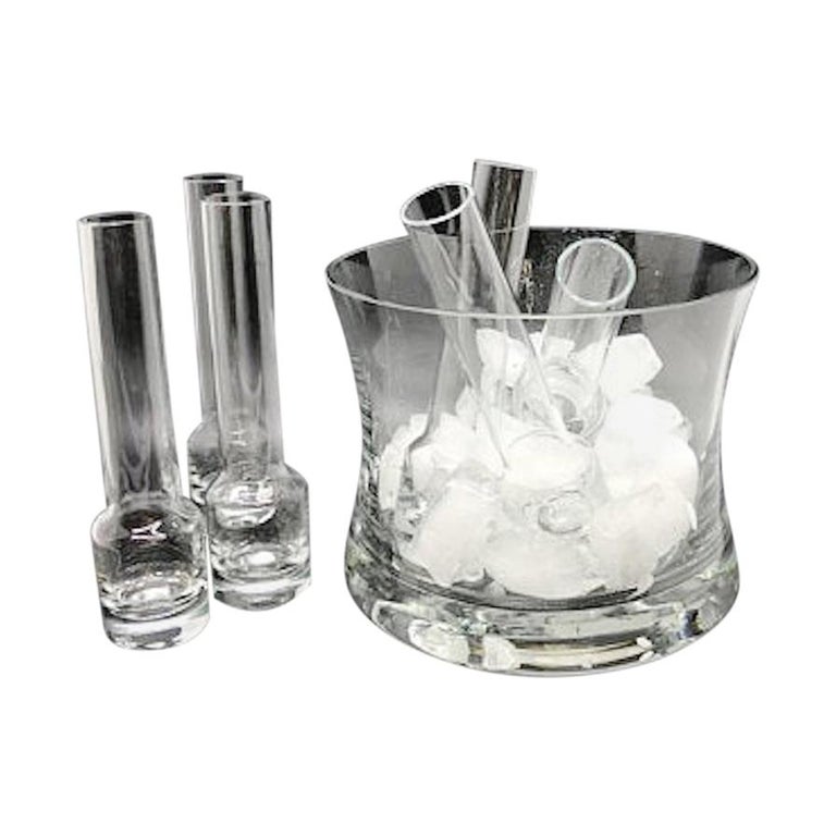 Vintage Vodka Glass Chiller with Ice Bucket and 6 Shot Glasses at 1stDibs