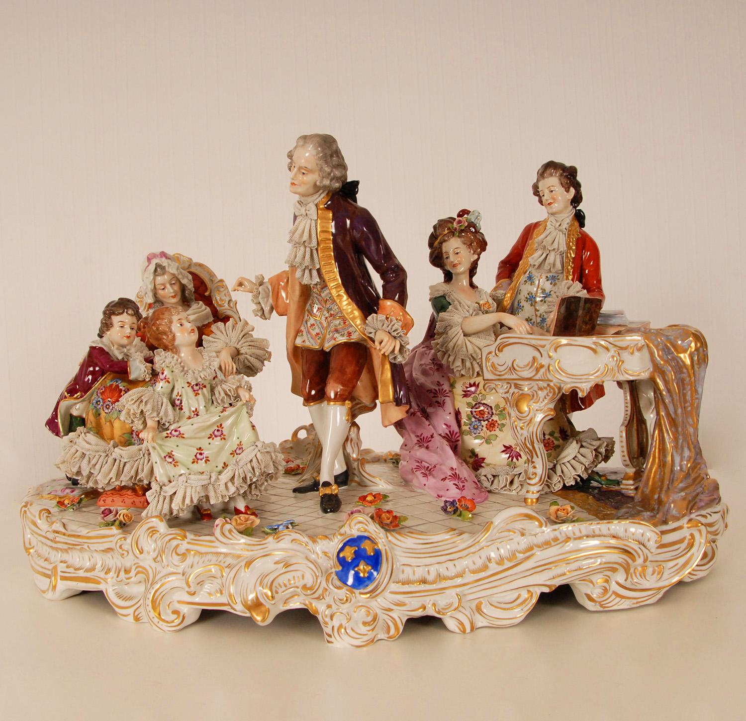 Vintage Volkstedt Dresden German Porcelain Figural Group Lace Porcelain ...