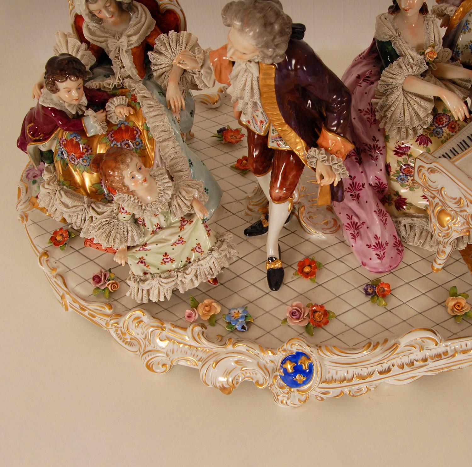Vintage Volkstedt Dresden German Porcelain Figural Group Lace Porcelain ...