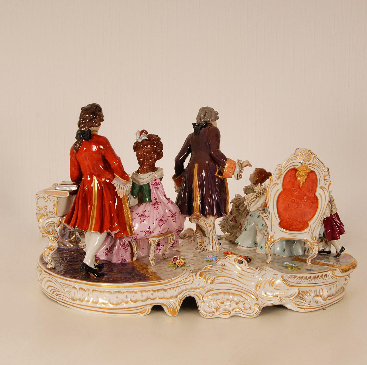 Vintage Volkstedt Dresden German Porcelain Figural Group Lace Porcelain ...