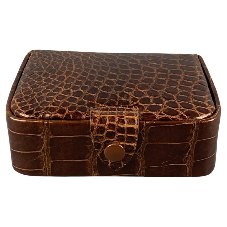Vintage VOUGE Of Calif. Brown Alligator Leather Jewelry Case at 1stDibs