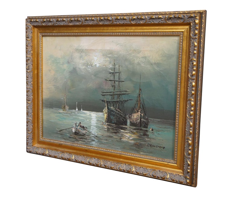 Vintage W. Venneramp Nautical Martime Seascape Saiboat Ship Oil ...