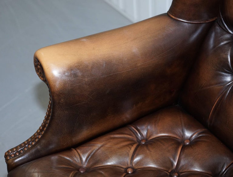 Vintage Wade Chesterfield Captains Wingback Office Chair Hand Dyed ...