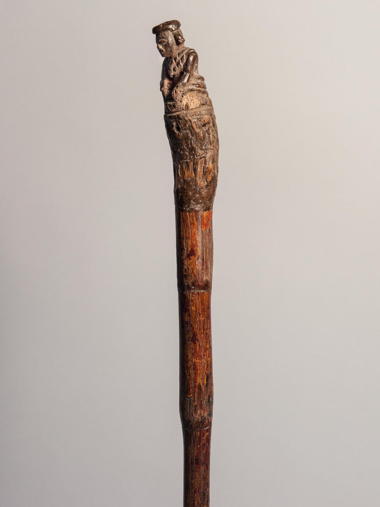 Vintage Walking Stick with Carved Figure, from Burma, Bamboo, Early ...