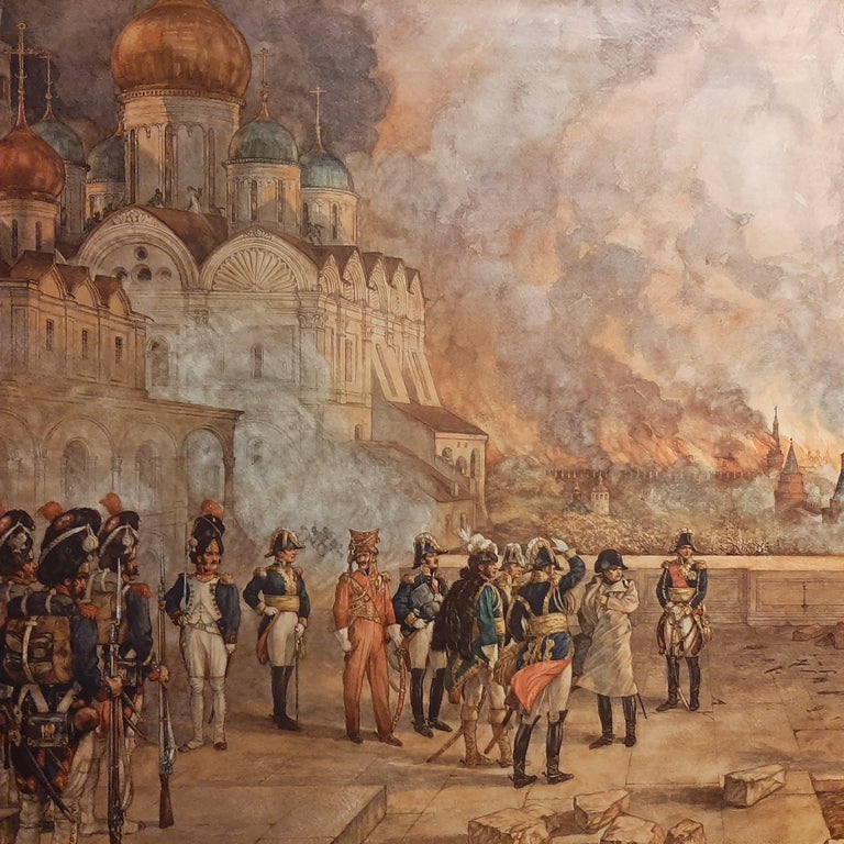 Vintage Wall Chart of the Fire of Moscow by Isings 'circa 1950' For ...