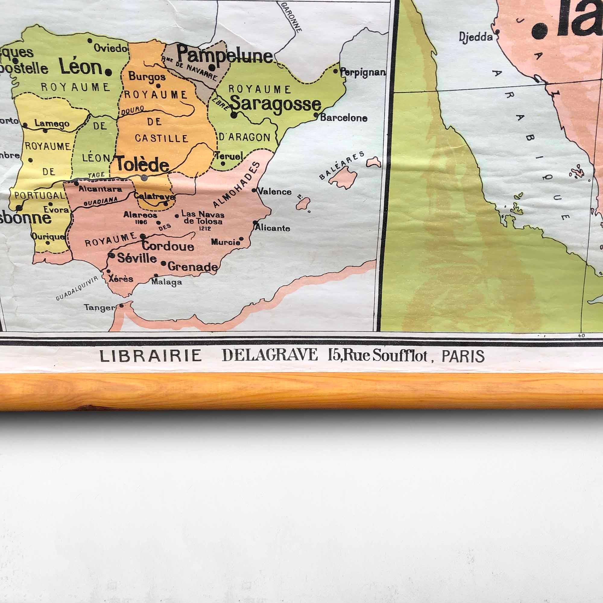 Vintage Wall Chart 'the Arabic World in the Early Middle Ages' For Sale ...