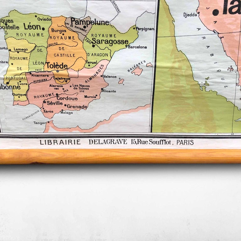 Vintage Wall Chart 'the Arabic World in the Early Middle Ages' For Sale ...