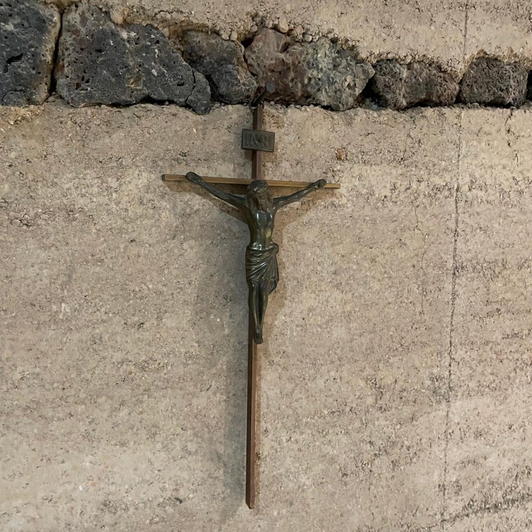 Vintage Wall Crucifix Inri Cross in Patinated Bronze Made Germany at ...