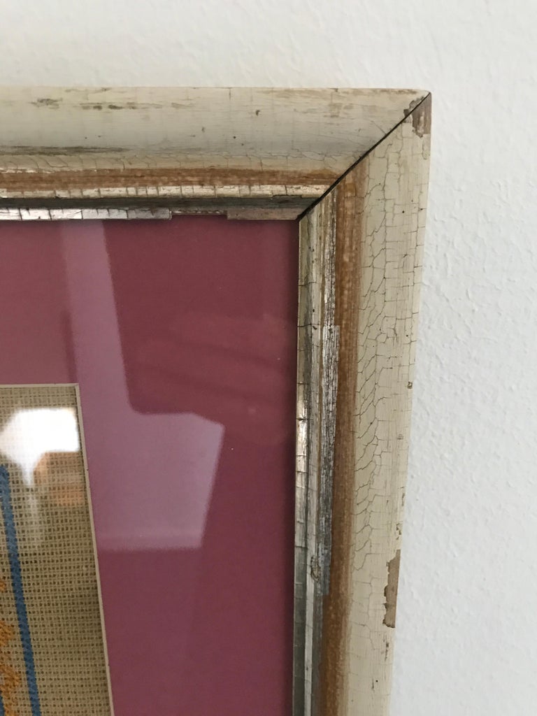 Vintage Wall Embroidery in Antique Frame at 1stDibs
