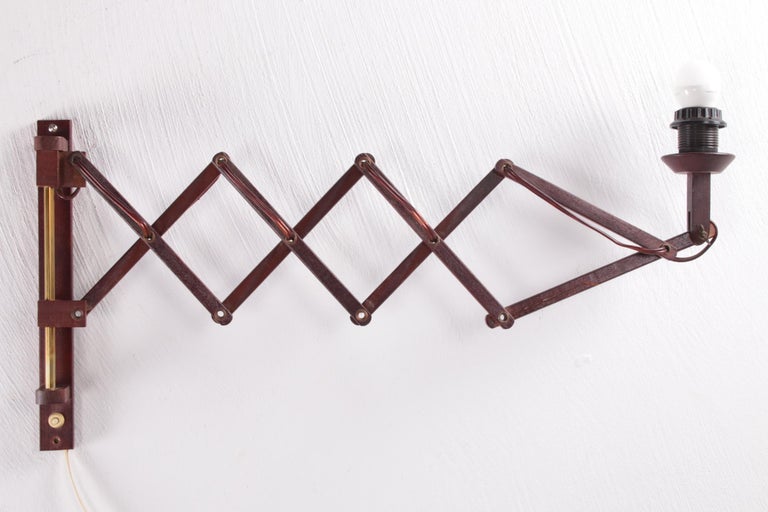 Vintage Wall Harmonica Lamp Teak Danish Design, 1960 For Sale at 1stDibs