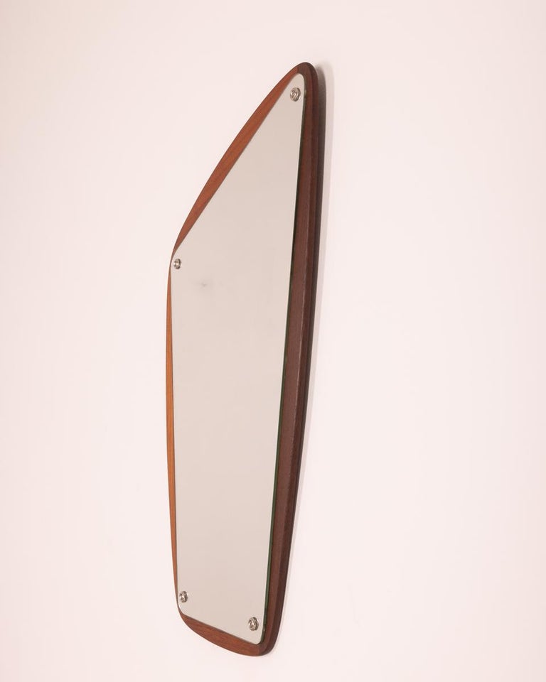 VINTAGE WALL MIRROR 60s TEAK FRAME DANISH DESIGN For Sale at 1stDibs
