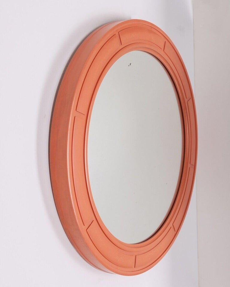 Vintage Wall Mirror 70s Orange Italian Design For Sale at 1stDibs