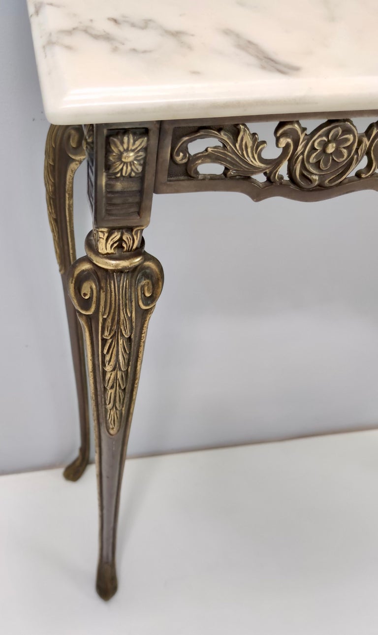 Vintage Wall Mirror and Console with a Marble Top and Cast Brass Frame ...