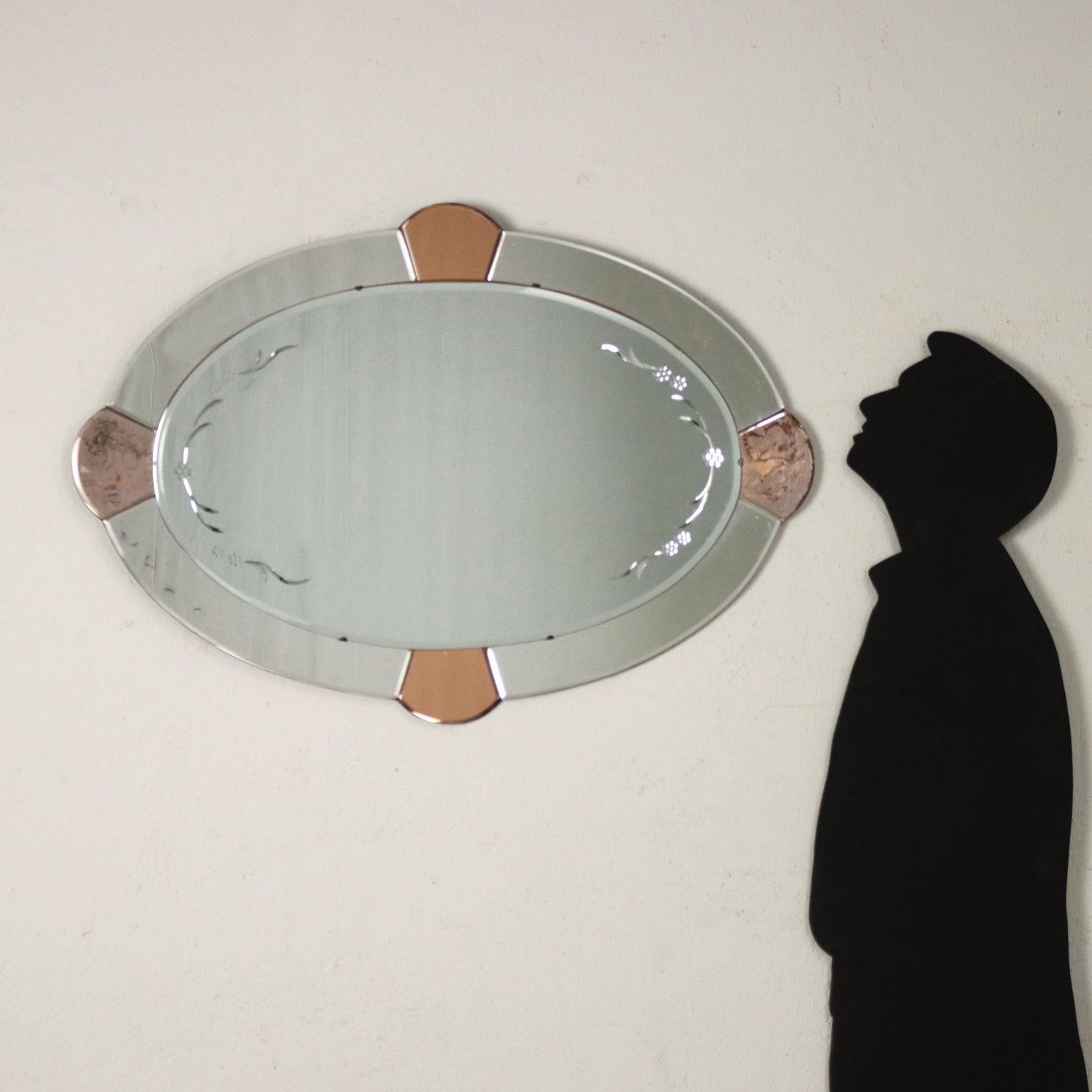 Vintage Wall Mirror Glass, Italy, 1950s For Sale at 1stDibs