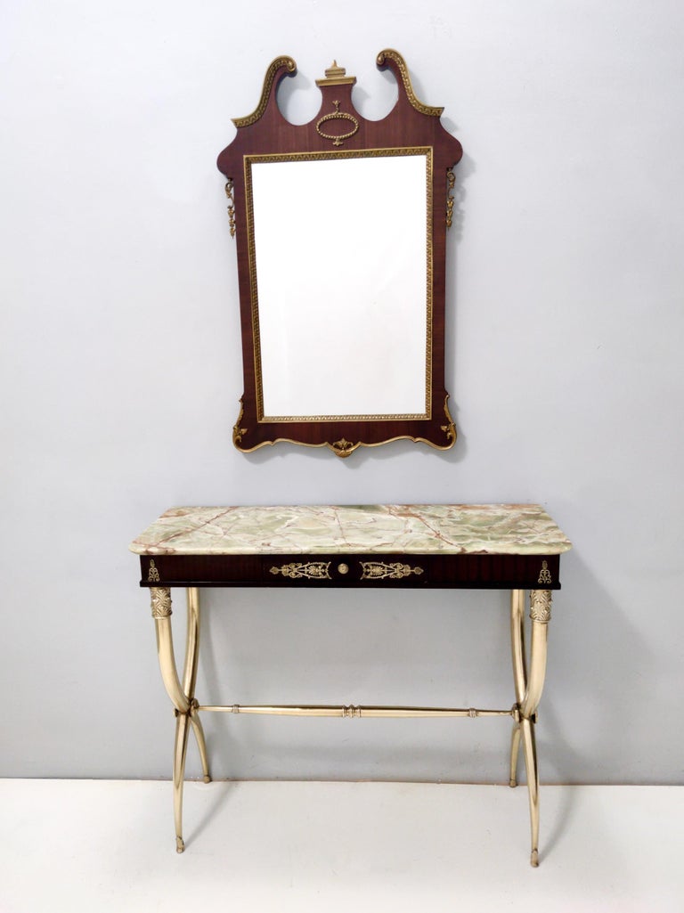 Vintage Wall Mirror with Ebonized Beech Frame and Cast Brass Details ...
