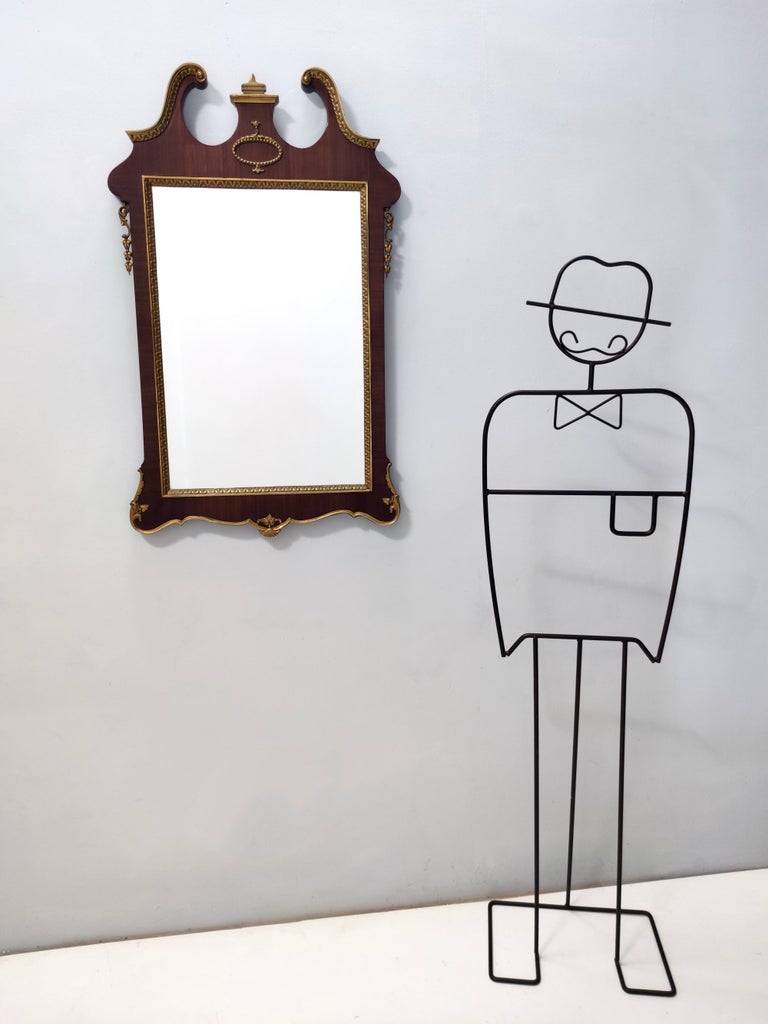Vintage Wall Mirror with Ebonized Beech Frame and Cast Brass Details ...