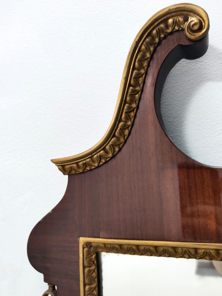 Vintage Wall Mirror with Ebonized Beech Frame and Cast Brass Details ...