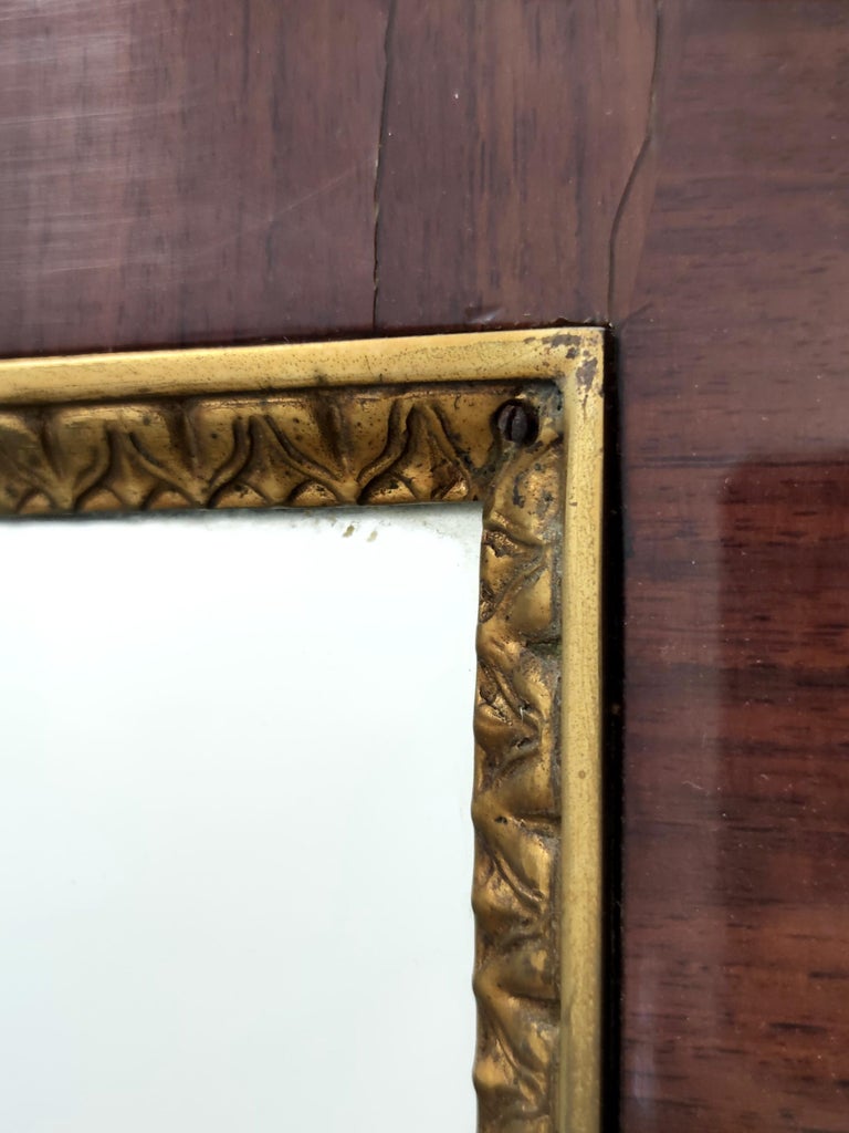 Vintage Wall Mirror with Ebonized Beech Frame and Cast Brass Details ...