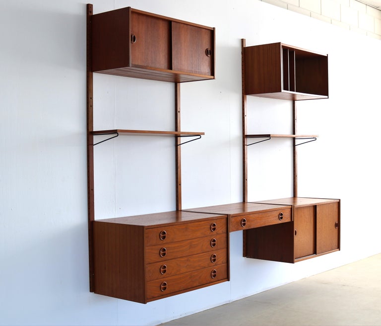 vintage wall system wall unit teak 60s Danish at 1stDibs