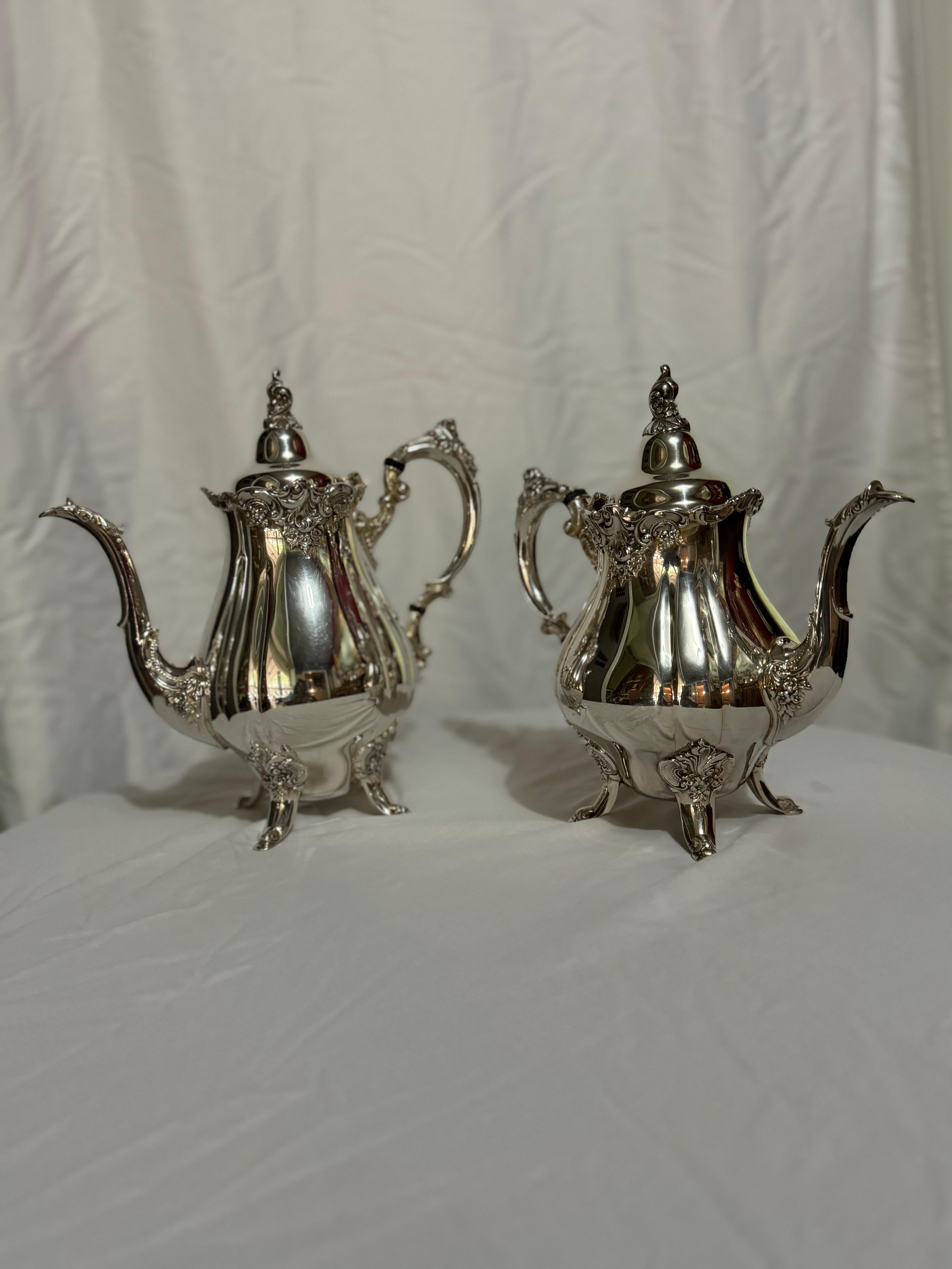 Vintage Wallace Baroque silverplate set 4 piece set For Sale at 1stDibs