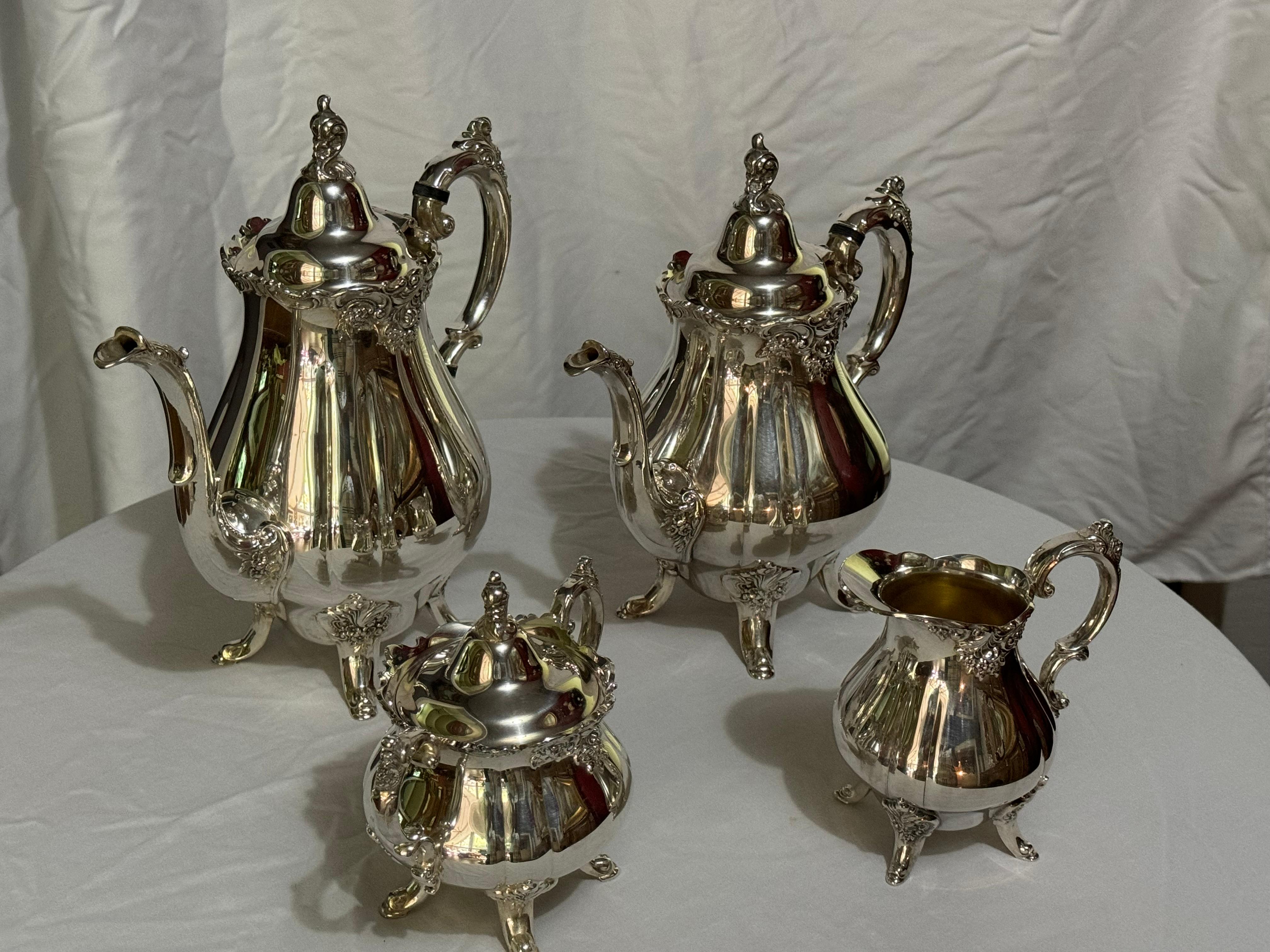 Vintage Wallace Baroque silverplate set 4 piece set For Sale at 1stDibs