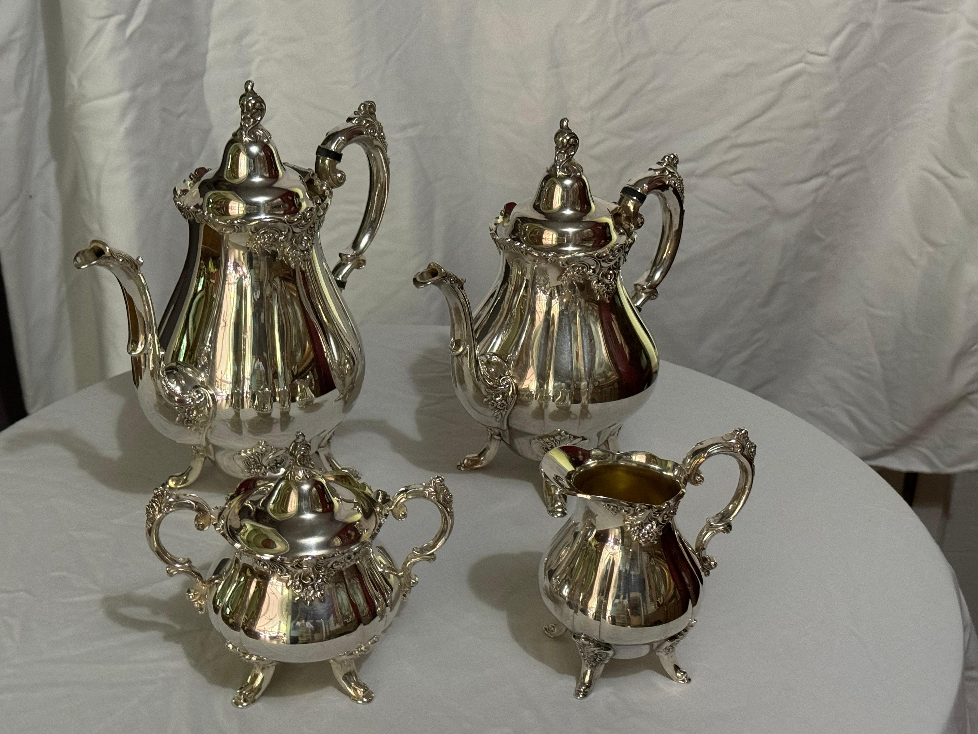 Vintage Wallace Baroque silverplate set 4 piece set For Sale at 1stDibs