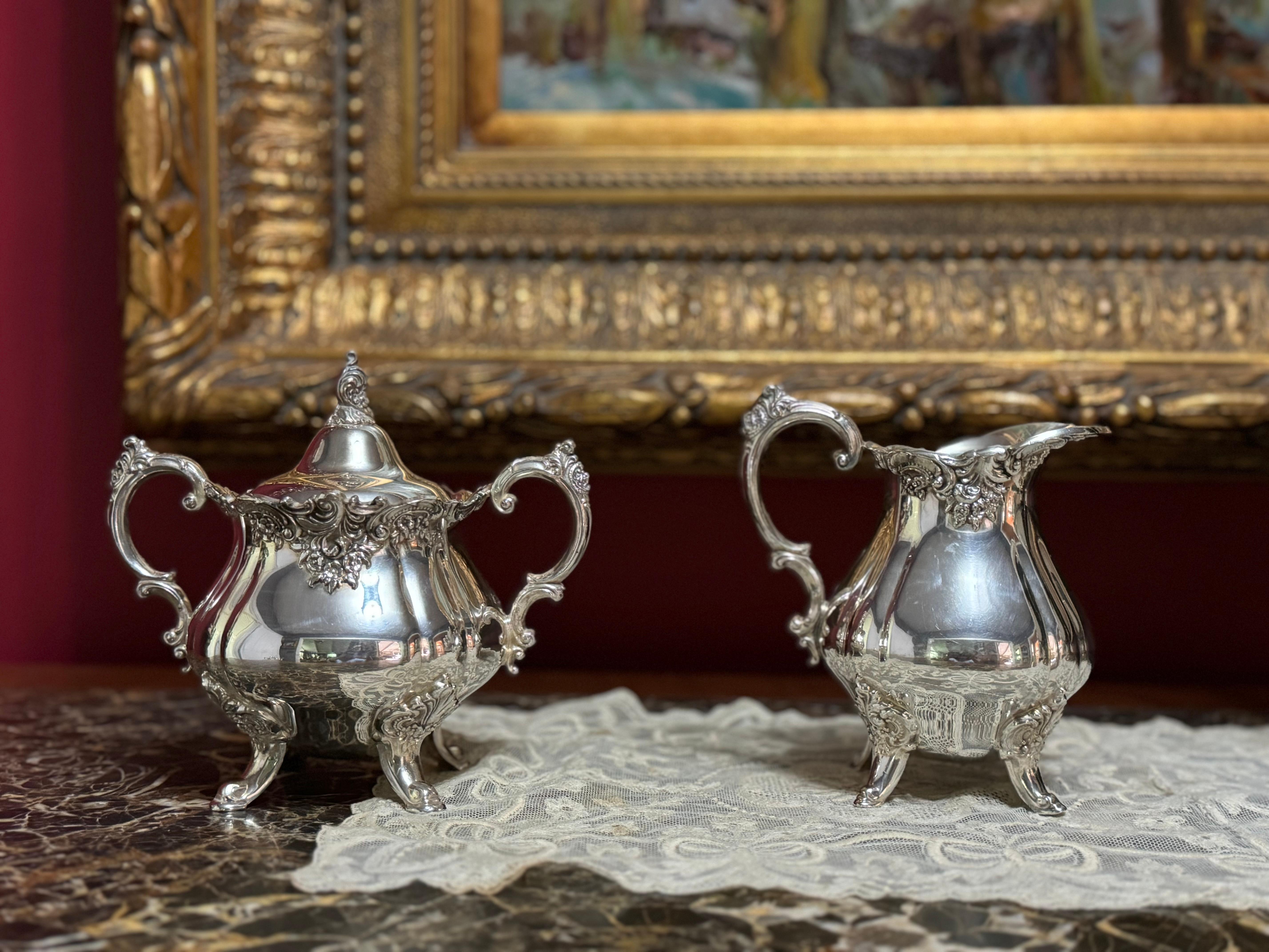 Vintage Wallace Baroque silverplate set 4 piece set For Sale at 1stDibs