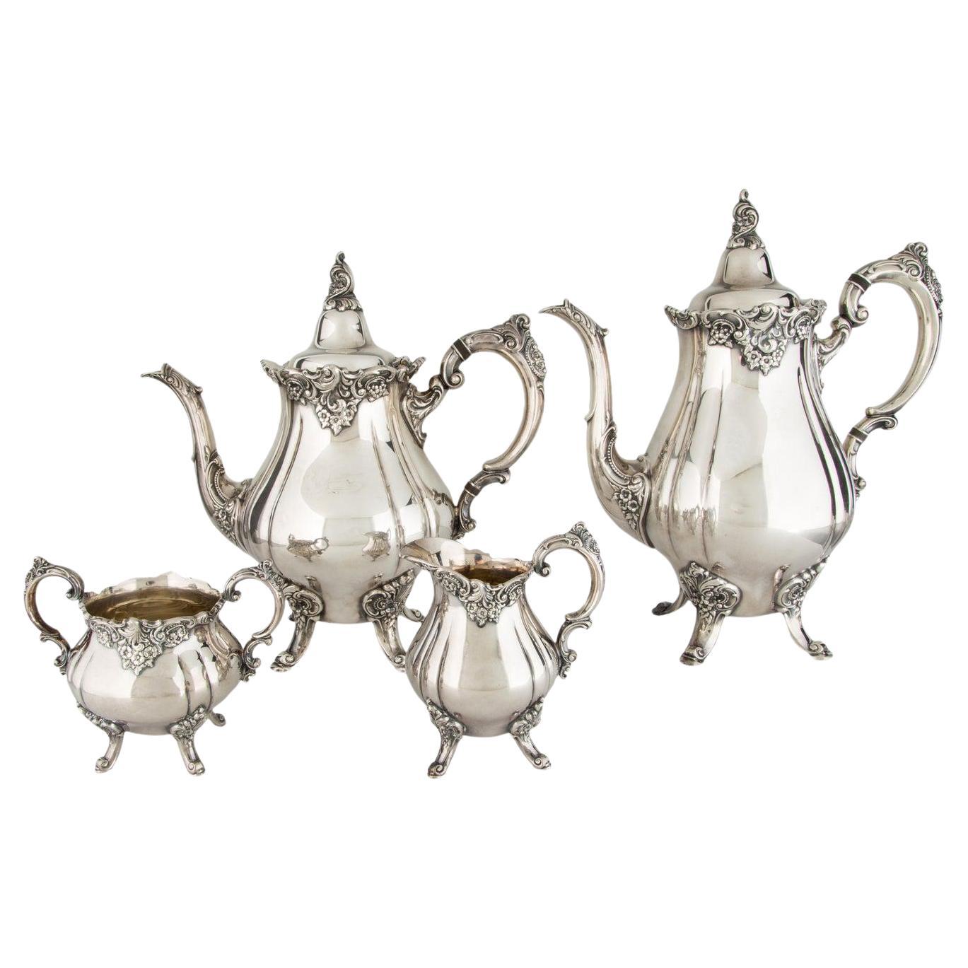 Vintage Wallace Baroque silverplate set 4 piece set For Sale at 1stDibs