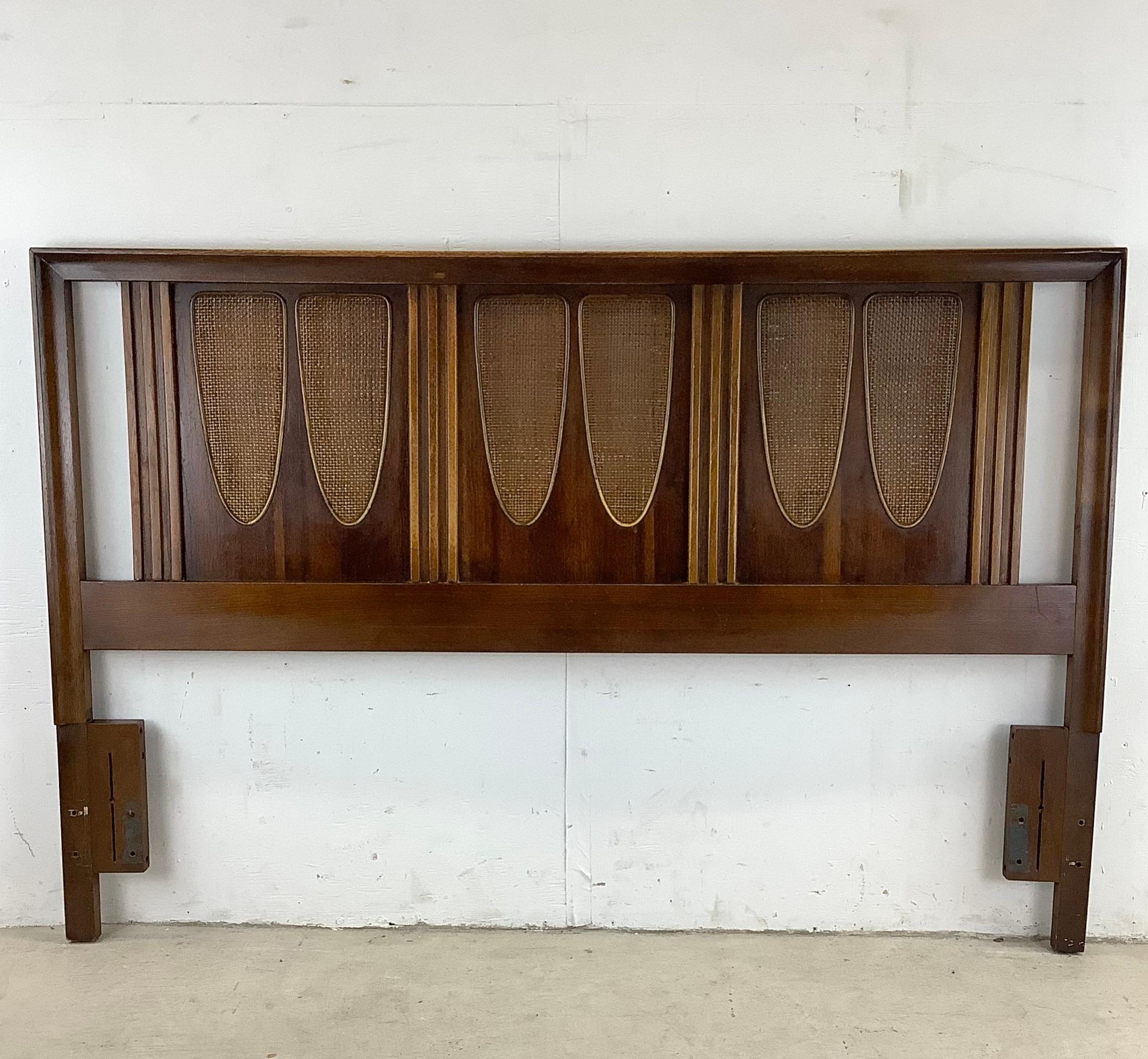 Vintage Walnut Cane Headboard - Queen/Full Size For Sale at 1stDibs