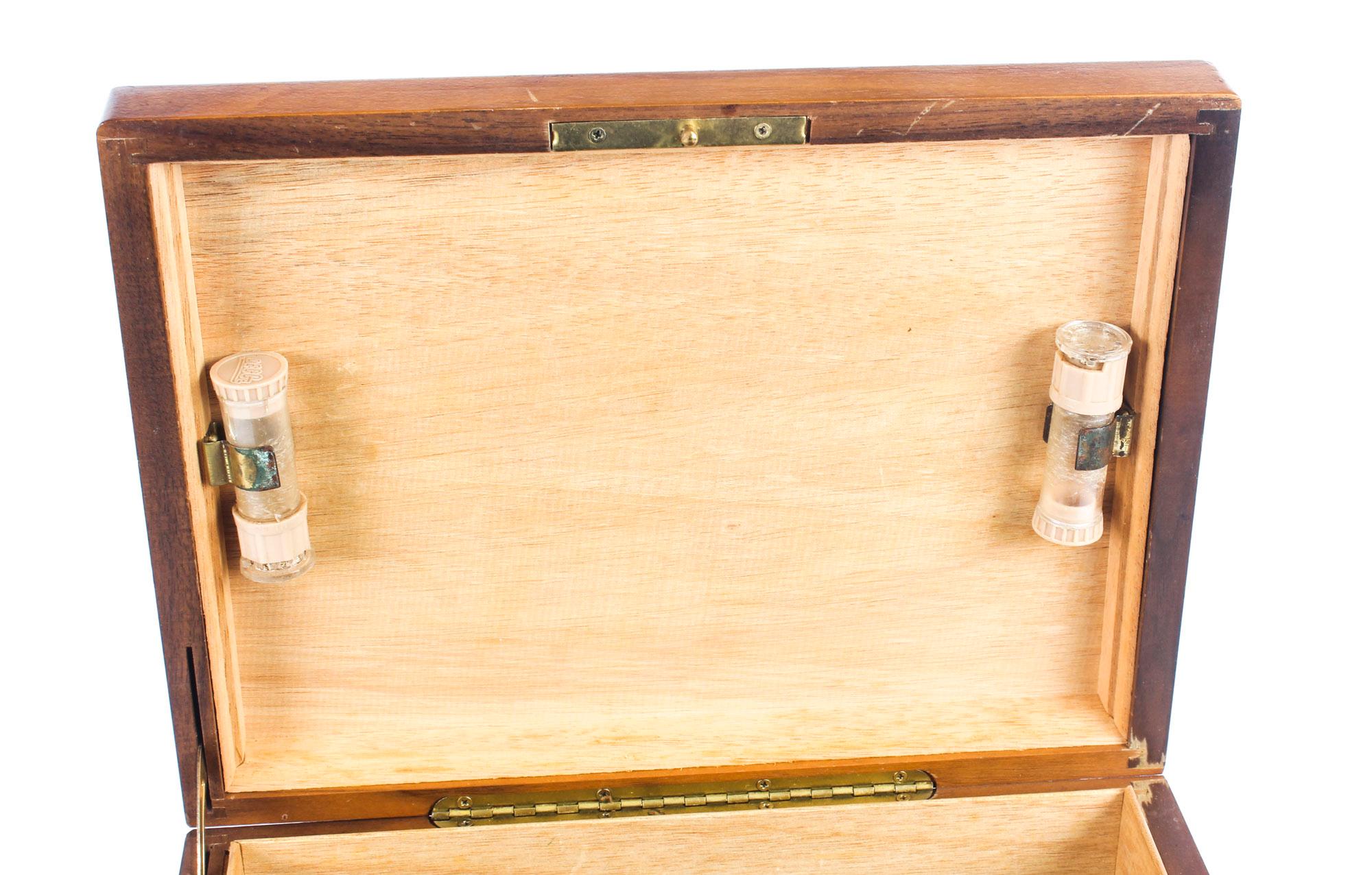 Vintage Walnut Cigar Humidor, 20th Century at 1stDibs
