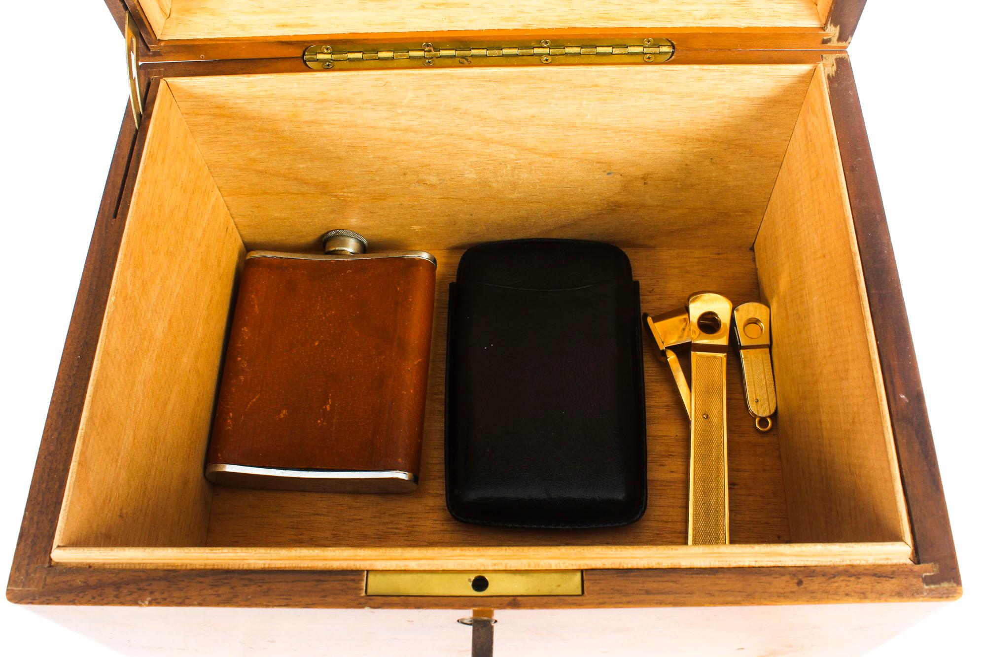 Vintage Walnut Cigar Humidor, 20th Century at 1stDibs