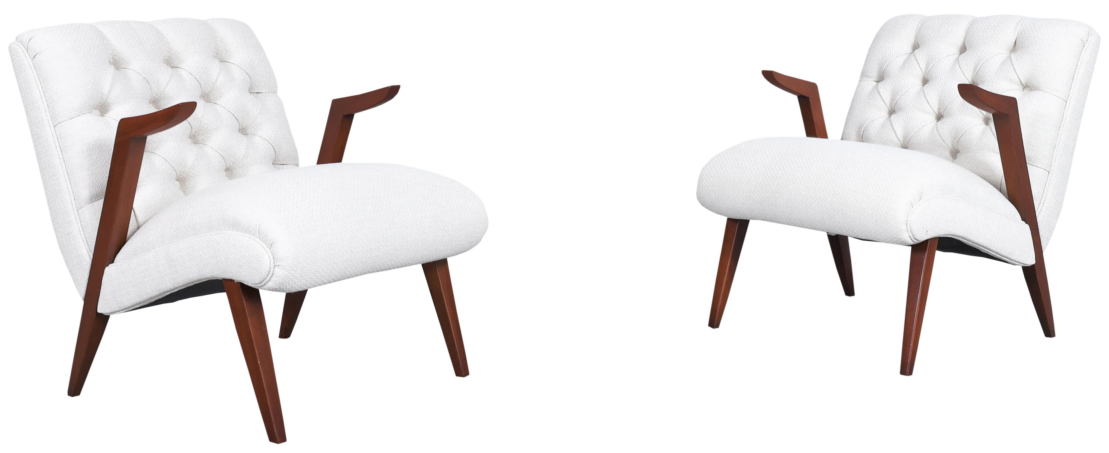 Vintage Walnut Floating Armrests Lounge Chairs For Sale at 1stDibs