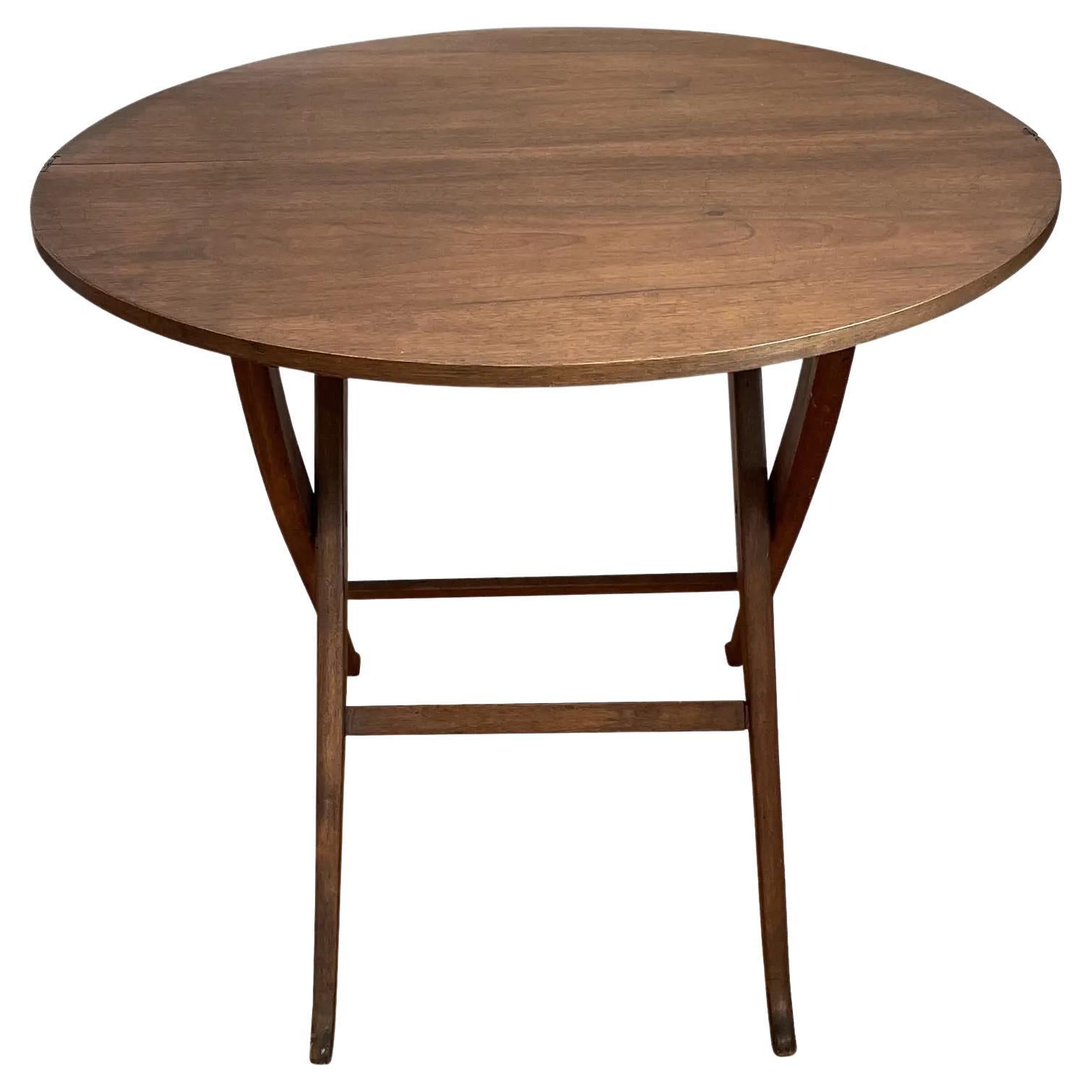 Vintage Walnut Folding Campaign Table For Sale at 1stDibs