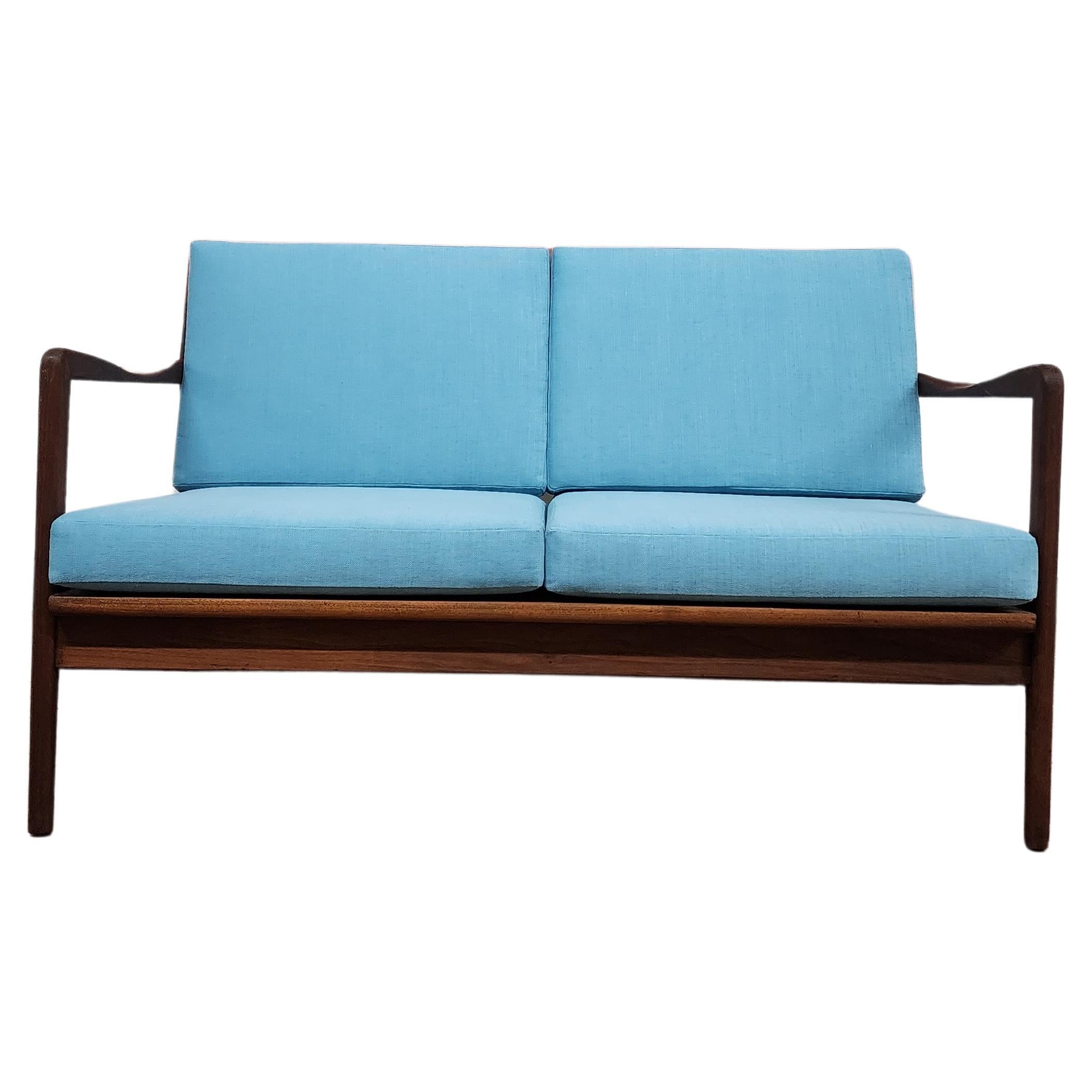 Vintage Walnut Frame Mid Century Sofa For Sale at 1stDibs