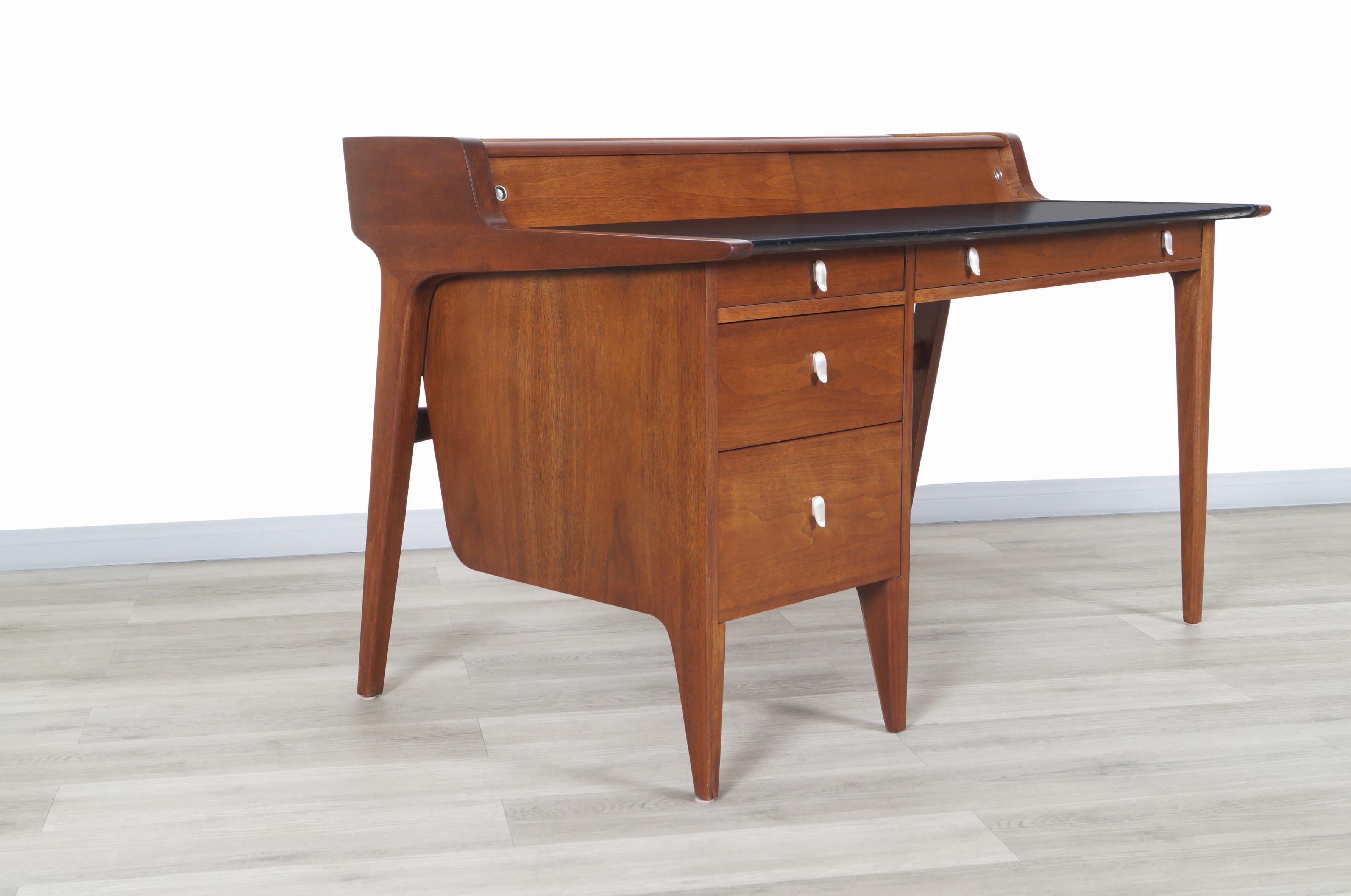 Vintage Walnut Model-K80 Executive Desk by John Van Koert at 1stDibs