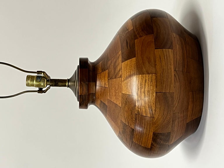 Vintage Walnut Stack Turned Modern Table Lamp For Sale at 1stDibs