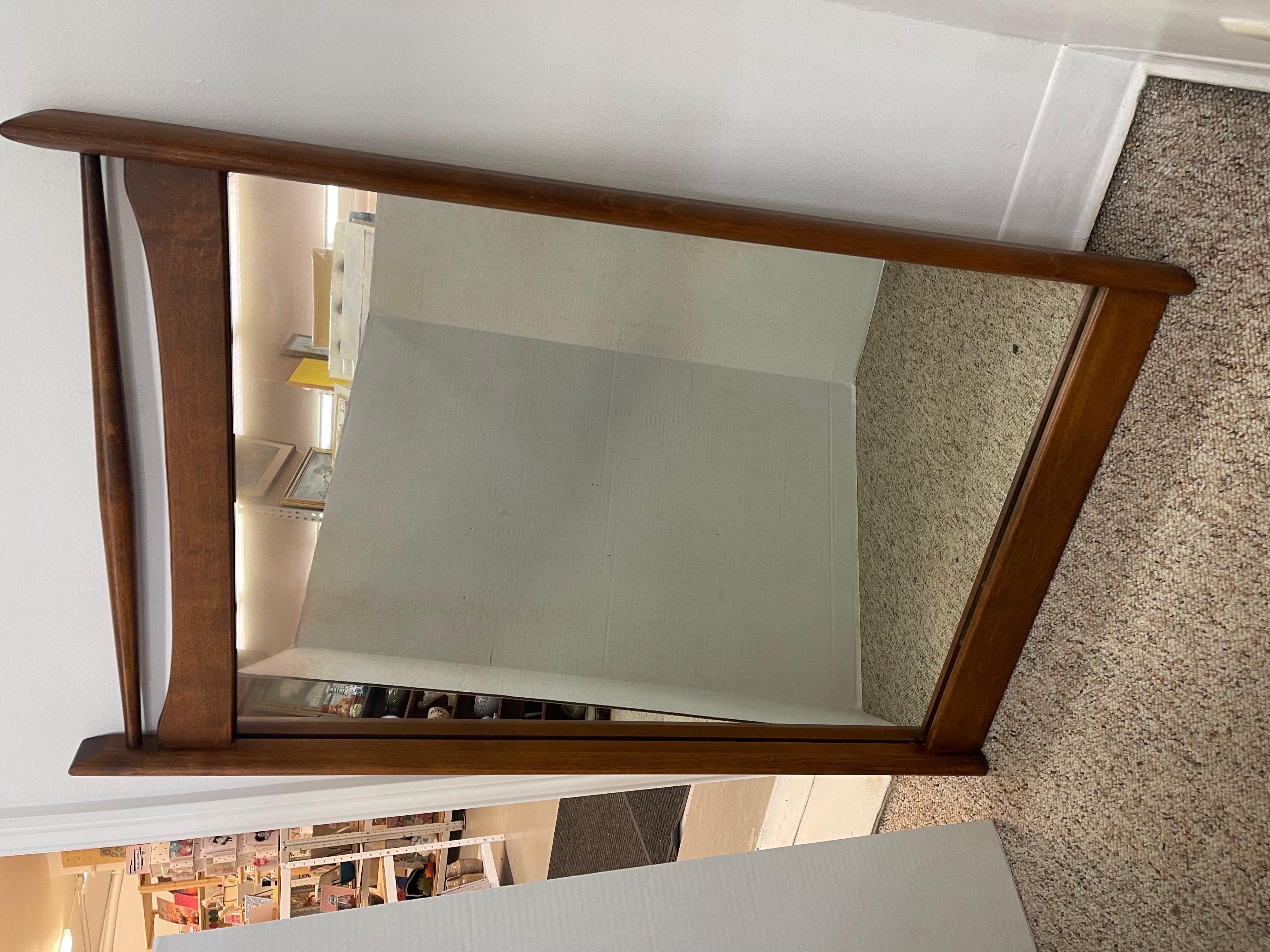 Vintage Walnut Toned Mid Century Modern Wood Framed Mirror. For Sale at ...