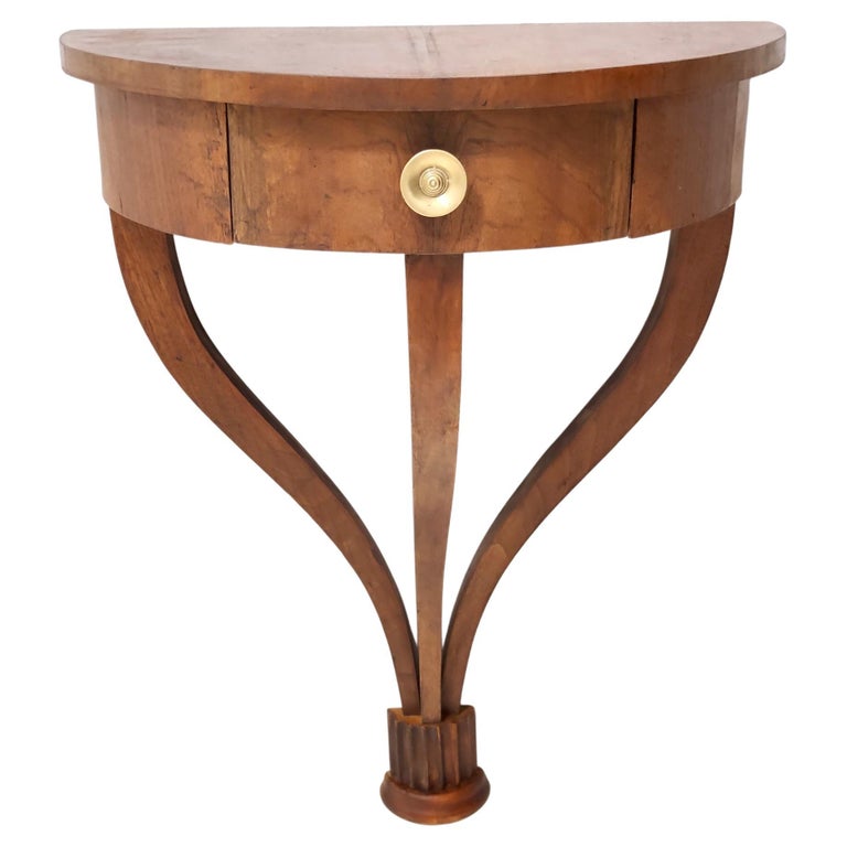 Vintage Walnut Wall-Mounted Console Table in the Style of Gio Ponti ...