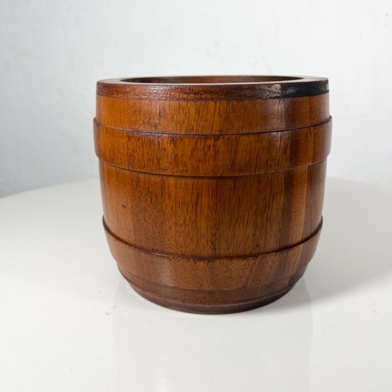 1970s Vintage Small Barrel Container Walnut Wood with Cork Interior For ...