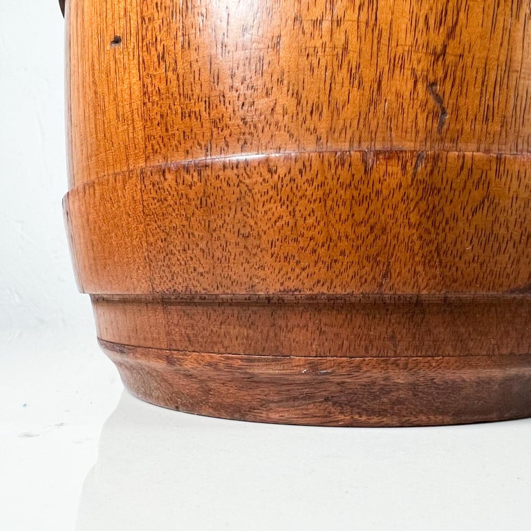 1970s Vintage Small Barrel Container Walnut Wood with Cork Interior For ...