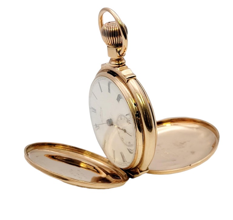 Vintage Waltham 14 Karat Rose Gold Pocket Watch with Hunter Case, Circa ...
