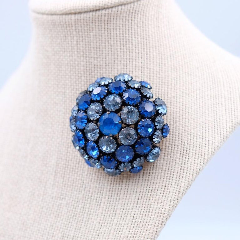 Vintage Warner Blue Rhinestones Brooch 1950s at 1stDibs
