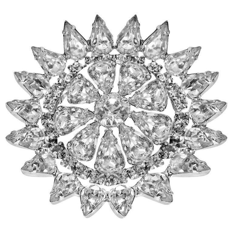 Vintage Warner Rhinestone Pear and Round Brooch, circa 1960s For Sale ...