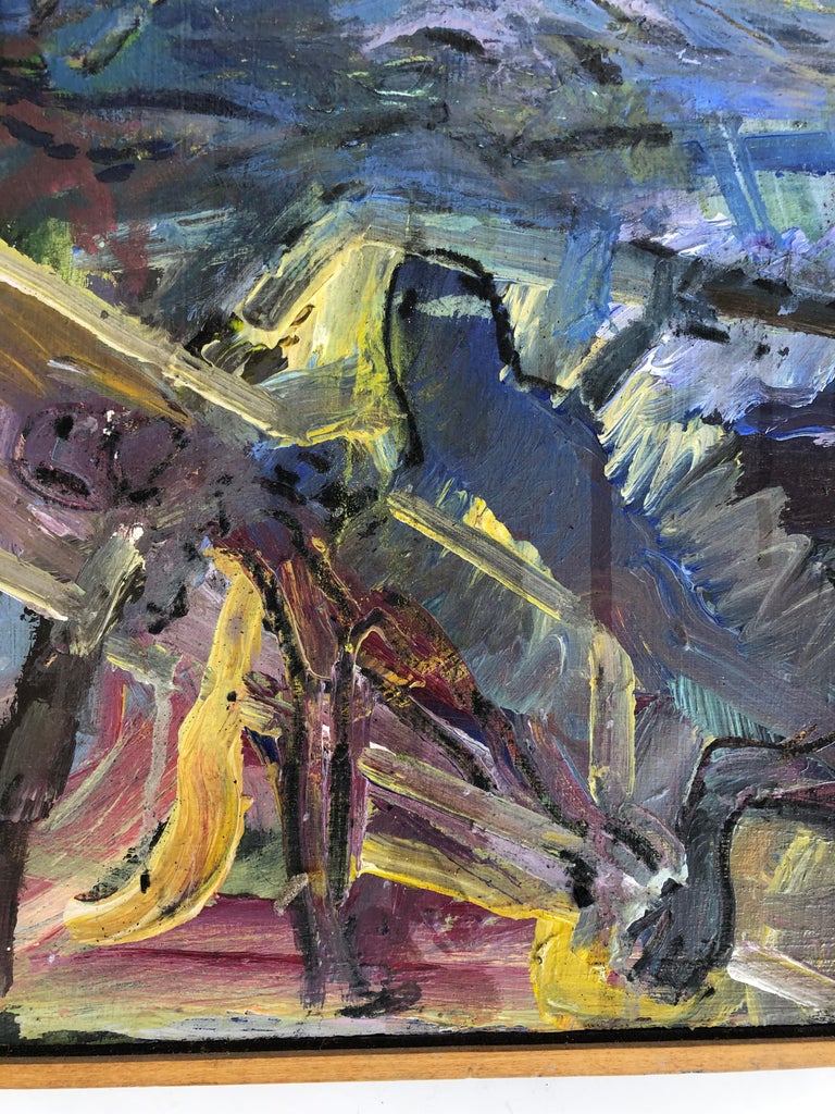 Vintage Warren Fischer Abstract Painting on Wood, Signed and Dated 1988 ...