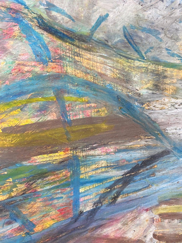 Vintage Warren Fischer Abstract Pastel Drawing on Paper For Sale at 1stDibs