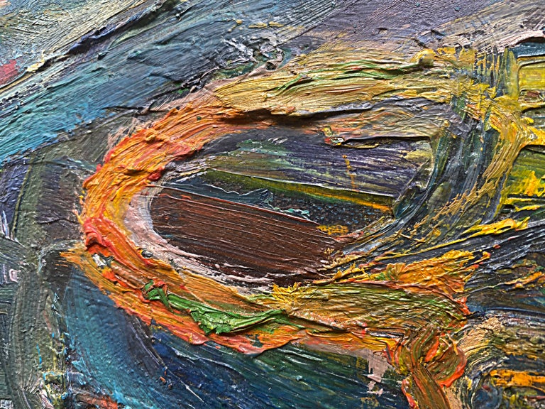 Vintage Warren Fischer Figurative Abstract Oil Painting For Sale at 1stDibs