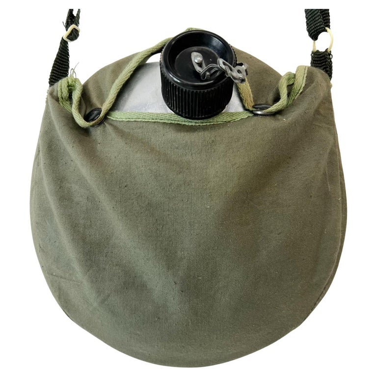 Vintage Water Canteen Aluminum with Green Carry Pouch + Strap Japan For ...