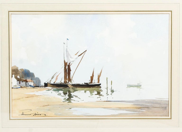 Vintage Watercolor by Edward Wesson of Pin Mill, Mid-20th Century at ...
