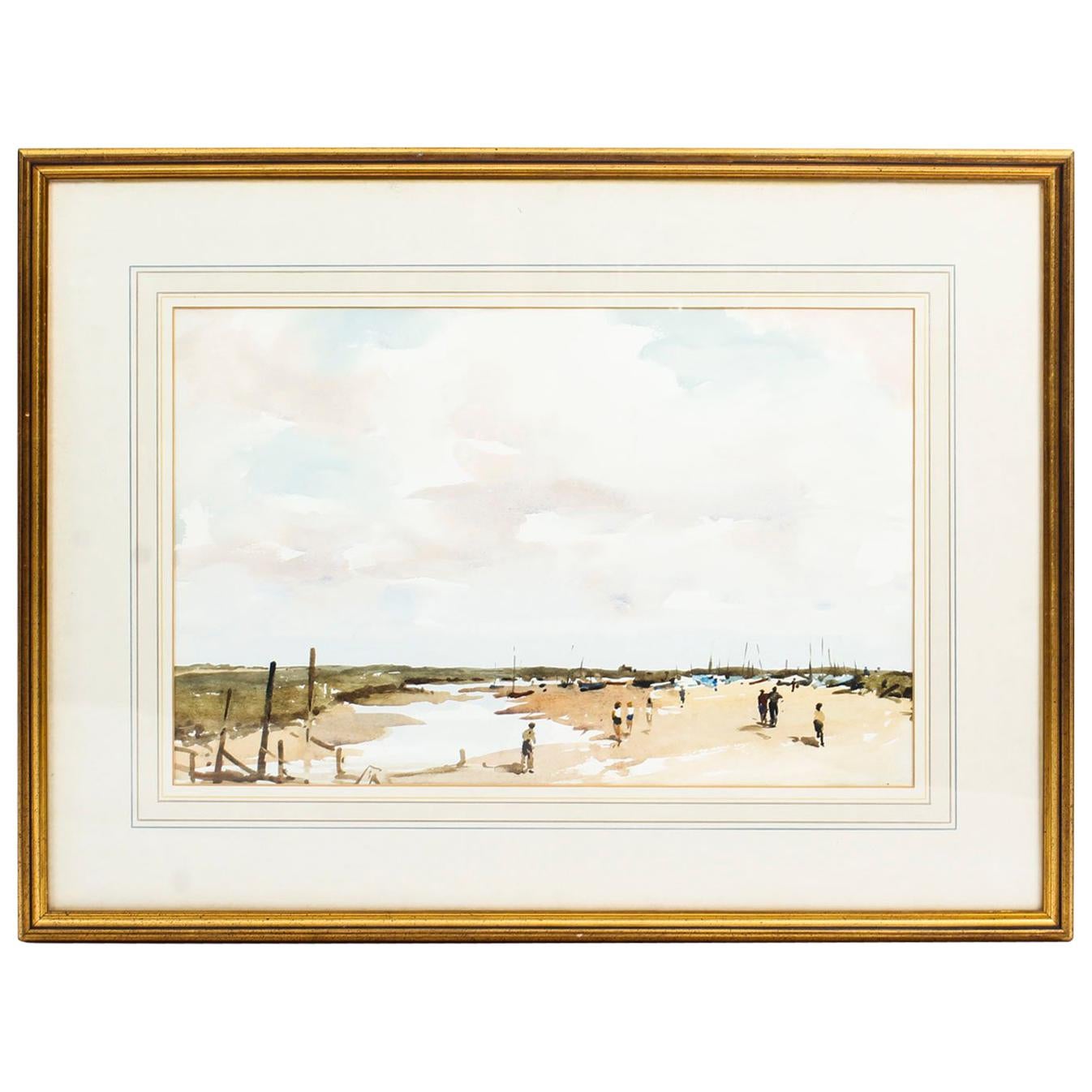 Vintage Watercolor Landscape by Edward Wesson, Mid-20th Century For ...